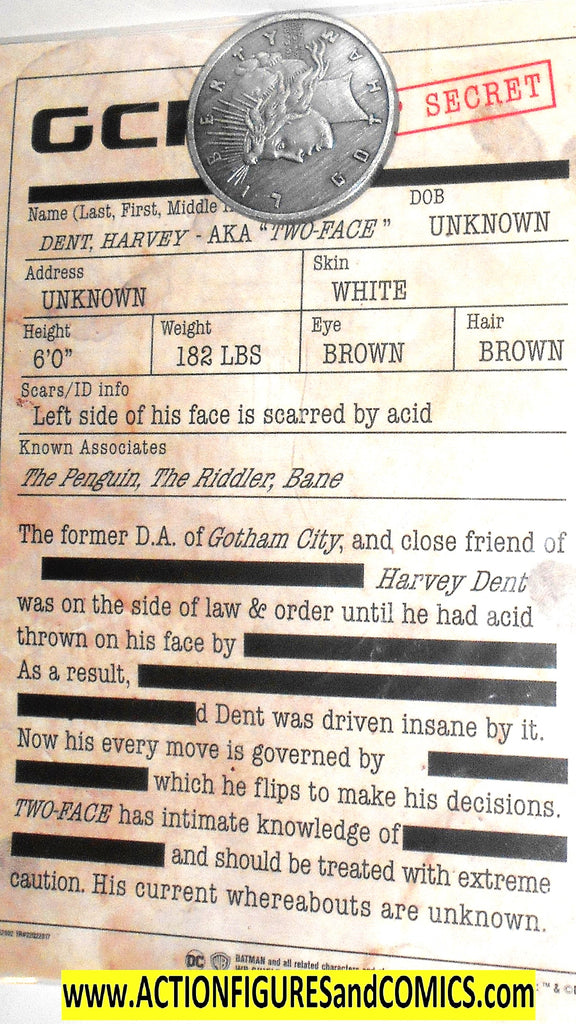 Batman dark knight EVIDENCE FILE: TWO-FACE movie coin ...