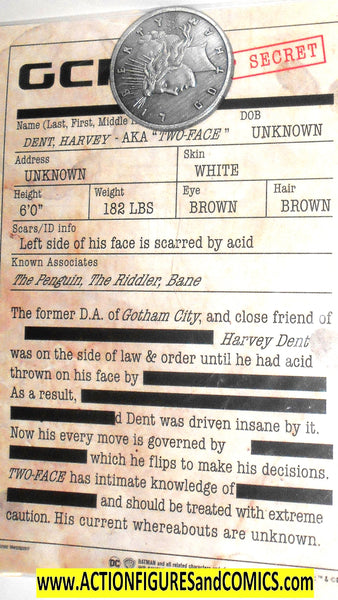 Batman dark knight EVIDENCE FILE: TWO-FACE movie coin ...