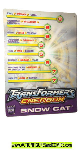 Transformers SNOW CAT 2004 Energon trading card – ActionFiguresandComics