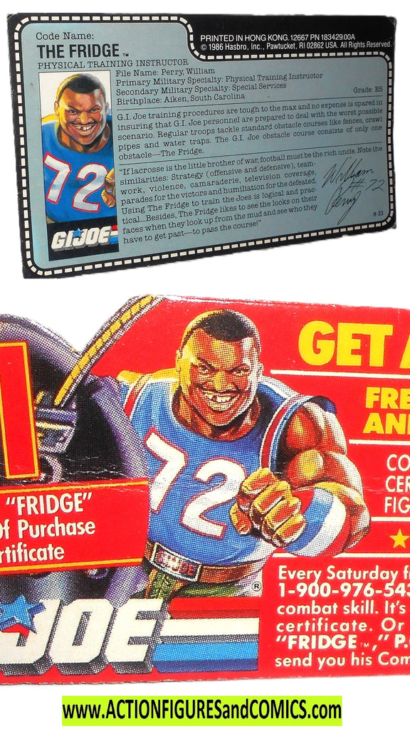 Gi joe FRIDGE PERRY 1986 vintage FILE CARD & POP – ActionFiguresandComics