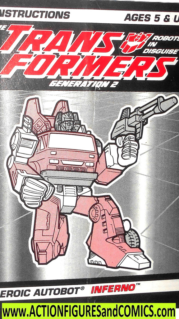 Transformers INFERNO 1992 generation 2 instructions booklet g2 ...