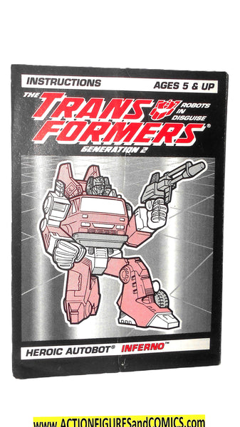Transformers INFERNO 1992 generation 2 instructions booklet g2 ...