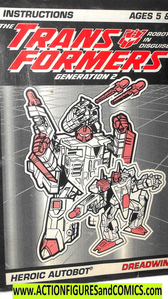 Transformers DREADWING 1993 G2 instruction booklet g2 2 ...