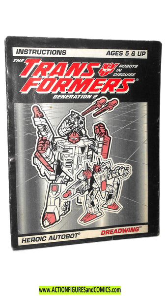 Transformers DREADWING 1993 G2 instruction booklet g2 2 ...