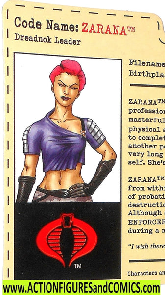 Gi joe ZARANA 2004 FILE CARD fc sdcc joecon dreadnock ...