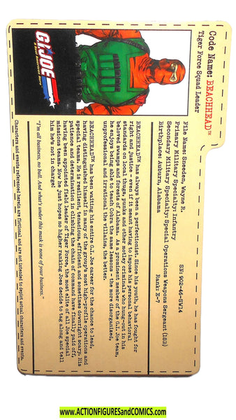 Gi joe Tiger Force BEACH-HEAD 2004 FILE CARD fc sdcc joecon ...