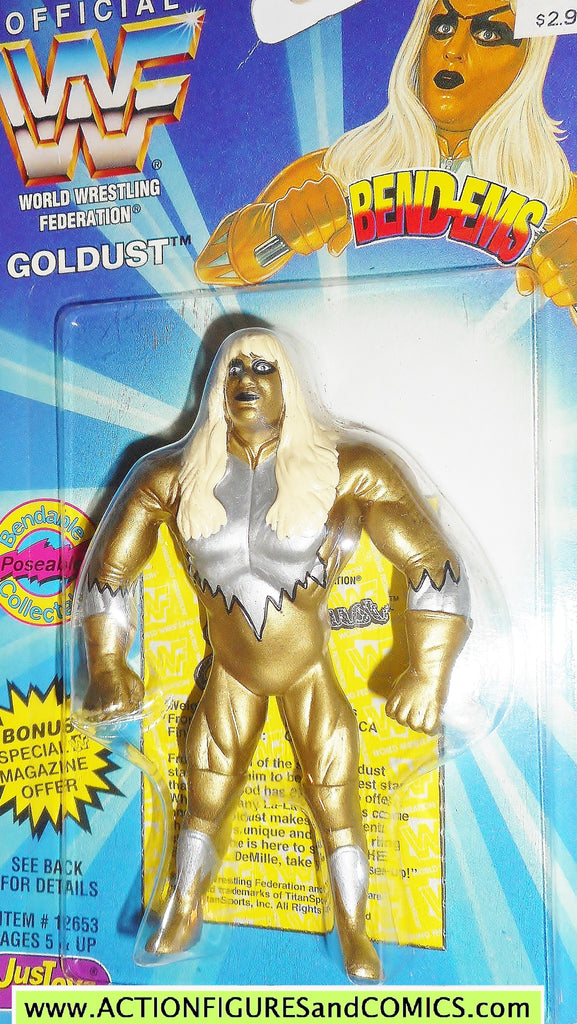 Wrestling WWF action figures GOLDUST 1996 bend-ems justoys III WWE moc ...