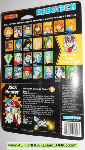 Robotech RICK HUNTER matchbox toys 1985 action figures moc ...