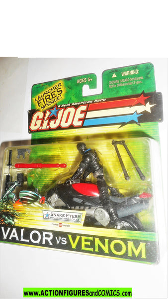 gi joe SNAKE EYES ninja lightning cycle 2004 valor vs venom 2005 moc ...