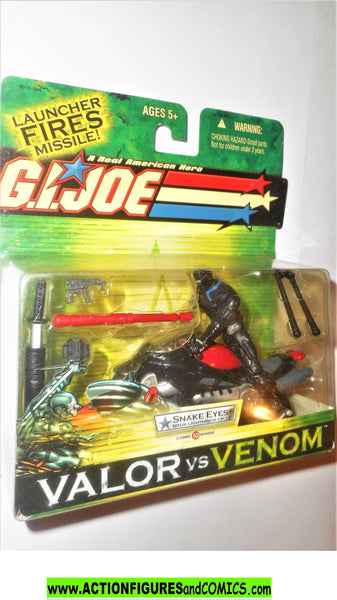 gi joe SNAKE EYES ninja lightning cycle 2004 valor vs venom 2005 moc ...