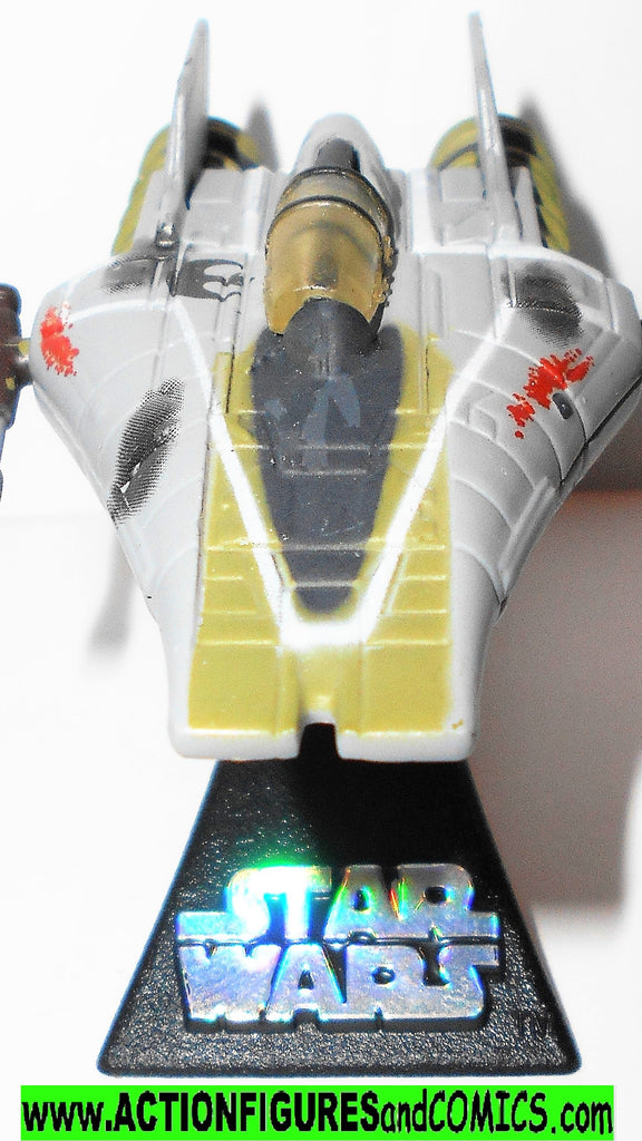 star wars titanium A-WING fighter green 2006 complete kashyyyk ...
