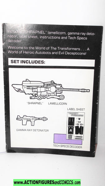 Transformers SHRAPNEL 1985 instructions booklet vintage g1 1 ...