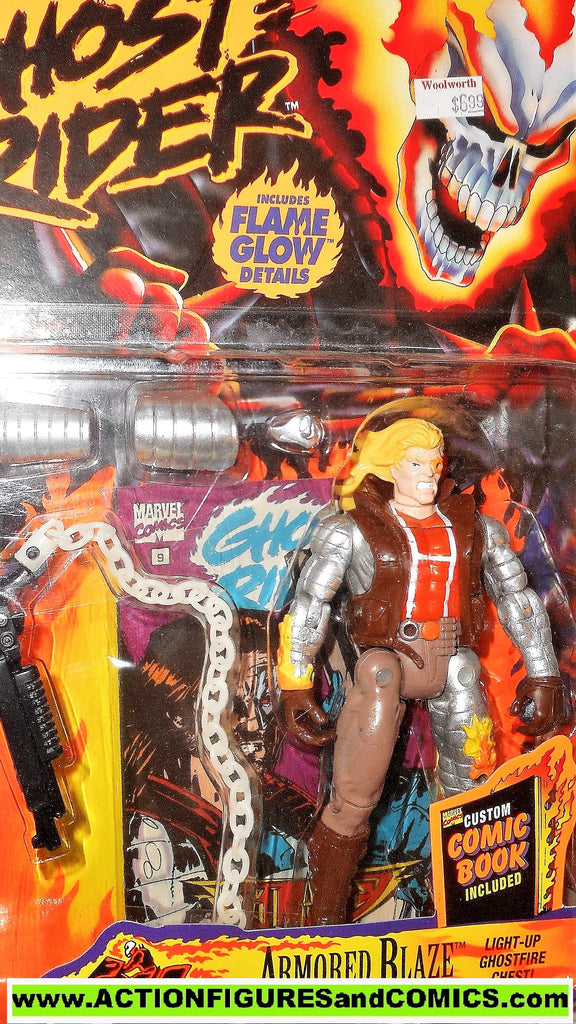 ghost rider toy biz ARMORED BLAZE Johnny glow dark 1995 marvel moc ...