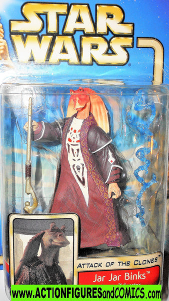 Star wars action figures JAR JAR BINKS 2002 Gungan Senator aotc moc ...