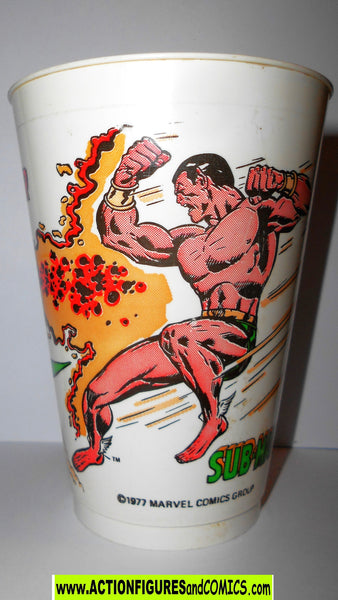 Marvel slurpee cup DR DOOM vs Sub Mariner 1977 super heroes ...